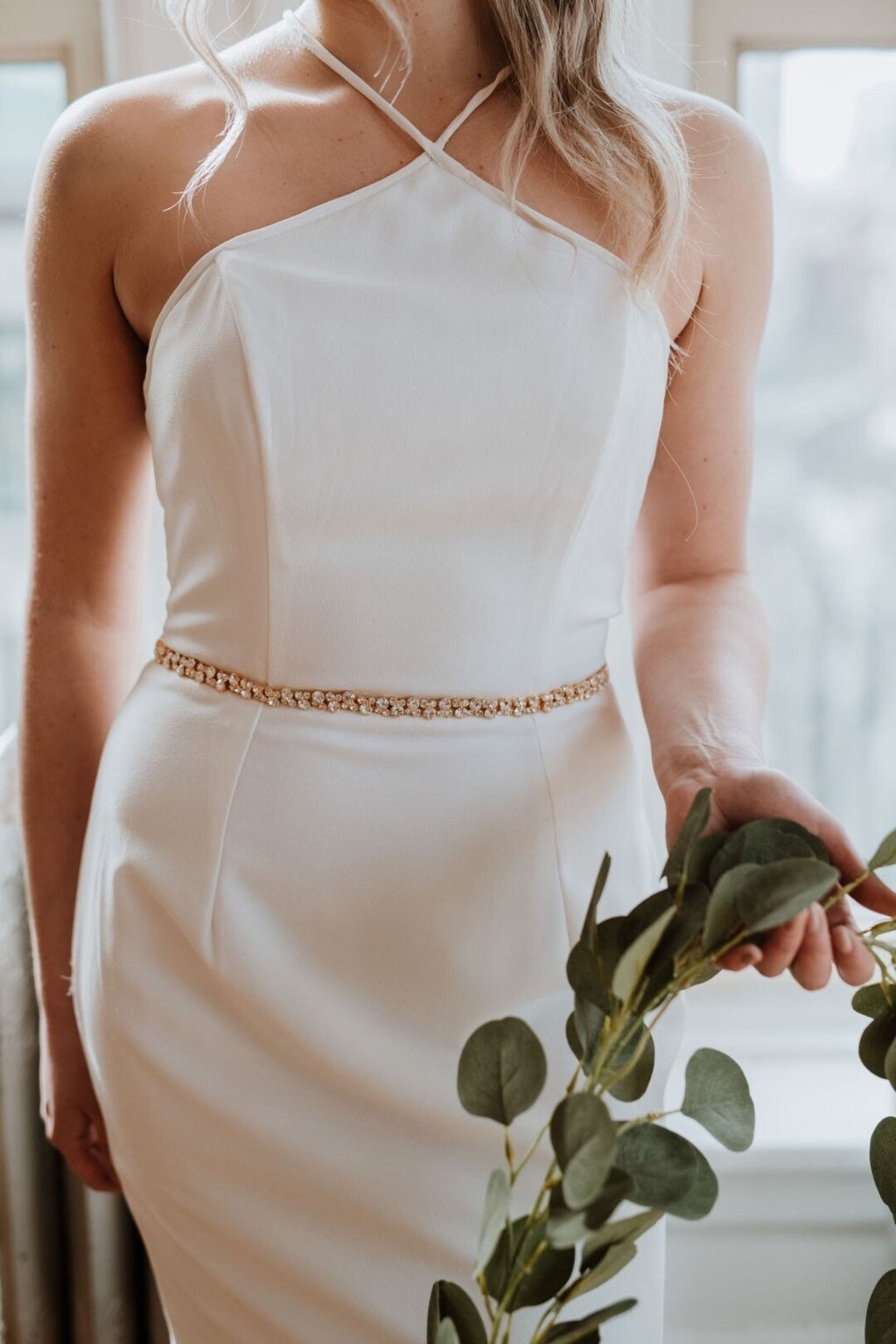 Thin Gold Bridal Belt | Dainty Wedding Belt | Gold Crystal Bridal Belt ...