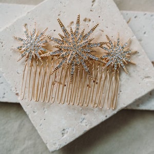 Gold Star Hair Comb | Crystal Star Hair Comb | Celestial Bridal Hair ...