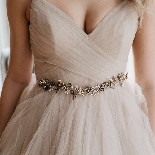 Gold Bridal Sash Vine Leaf Sash Vintage Bridal Belt Sash - Etsy