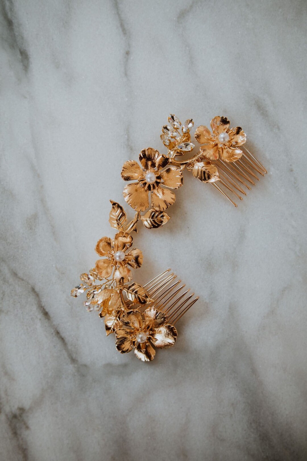 Gold Bridal Hair Comb | Boho Wedding Hairpiece | Gold Flower Hair Vine ...