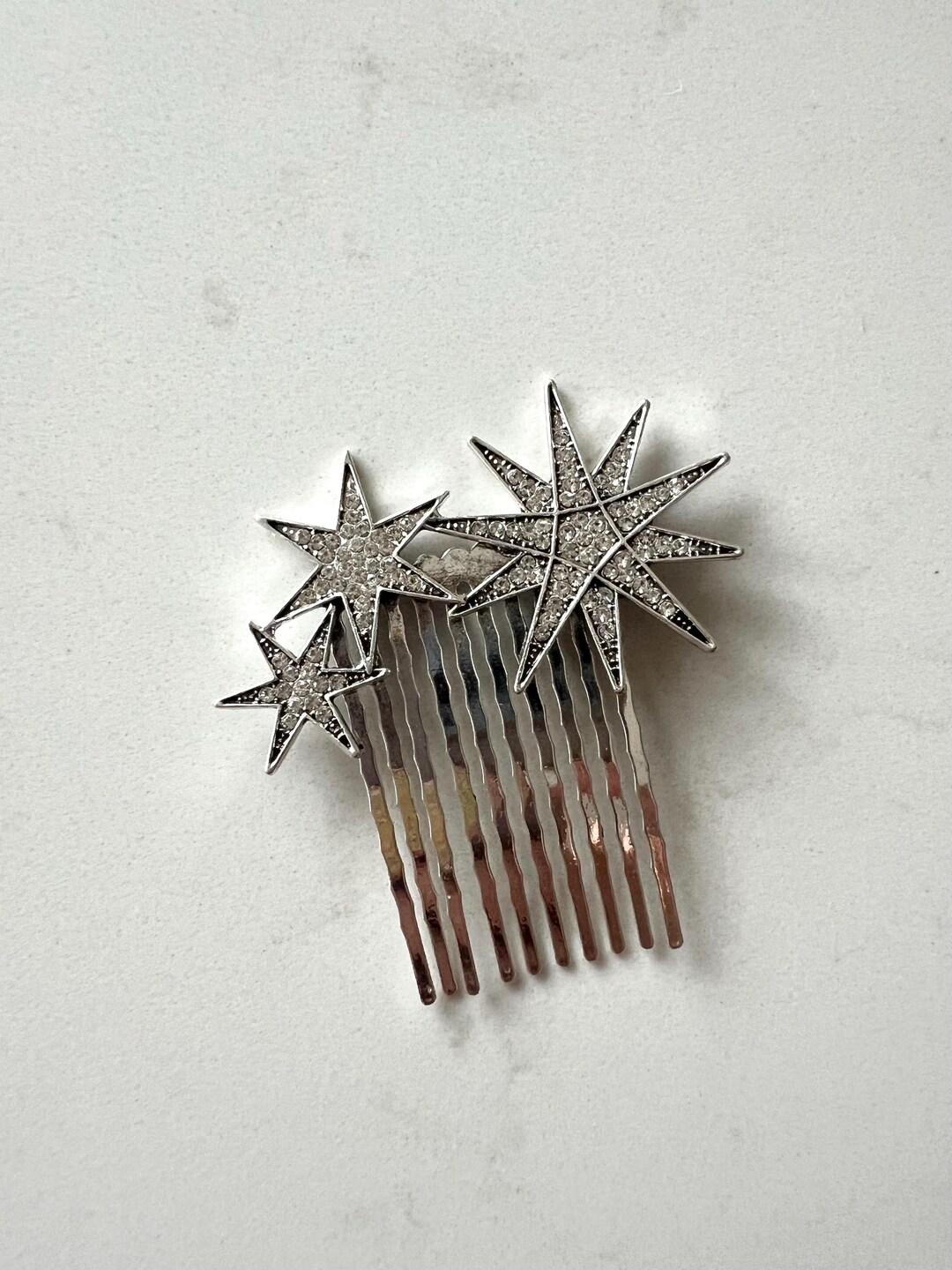 Silver Star Hair Comb | Crystal Star Hair Comb | Celestial Bridal Hair ...
