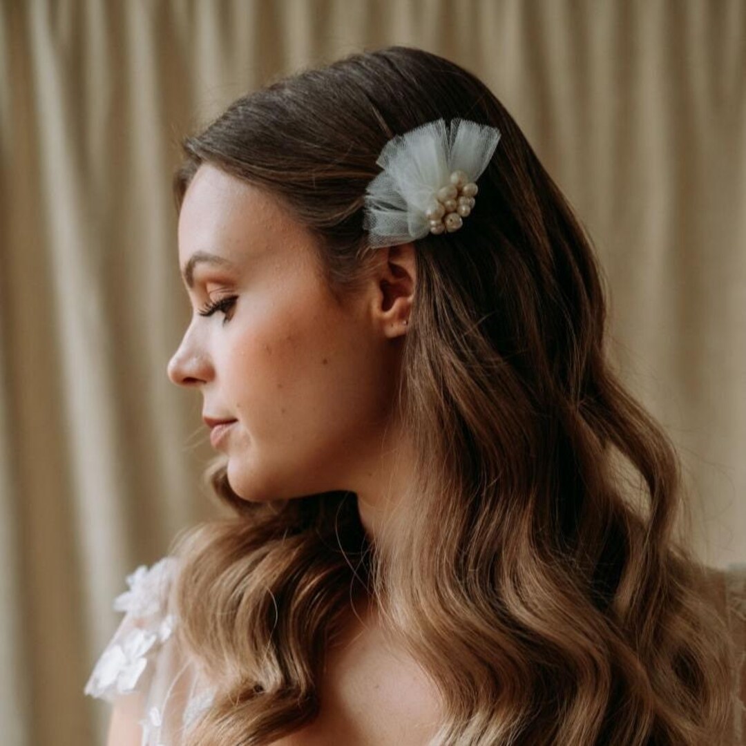 Tulle Bridal Comb | Pearl Bridal Hair Comb | Tulle Wedding Headpiece ...