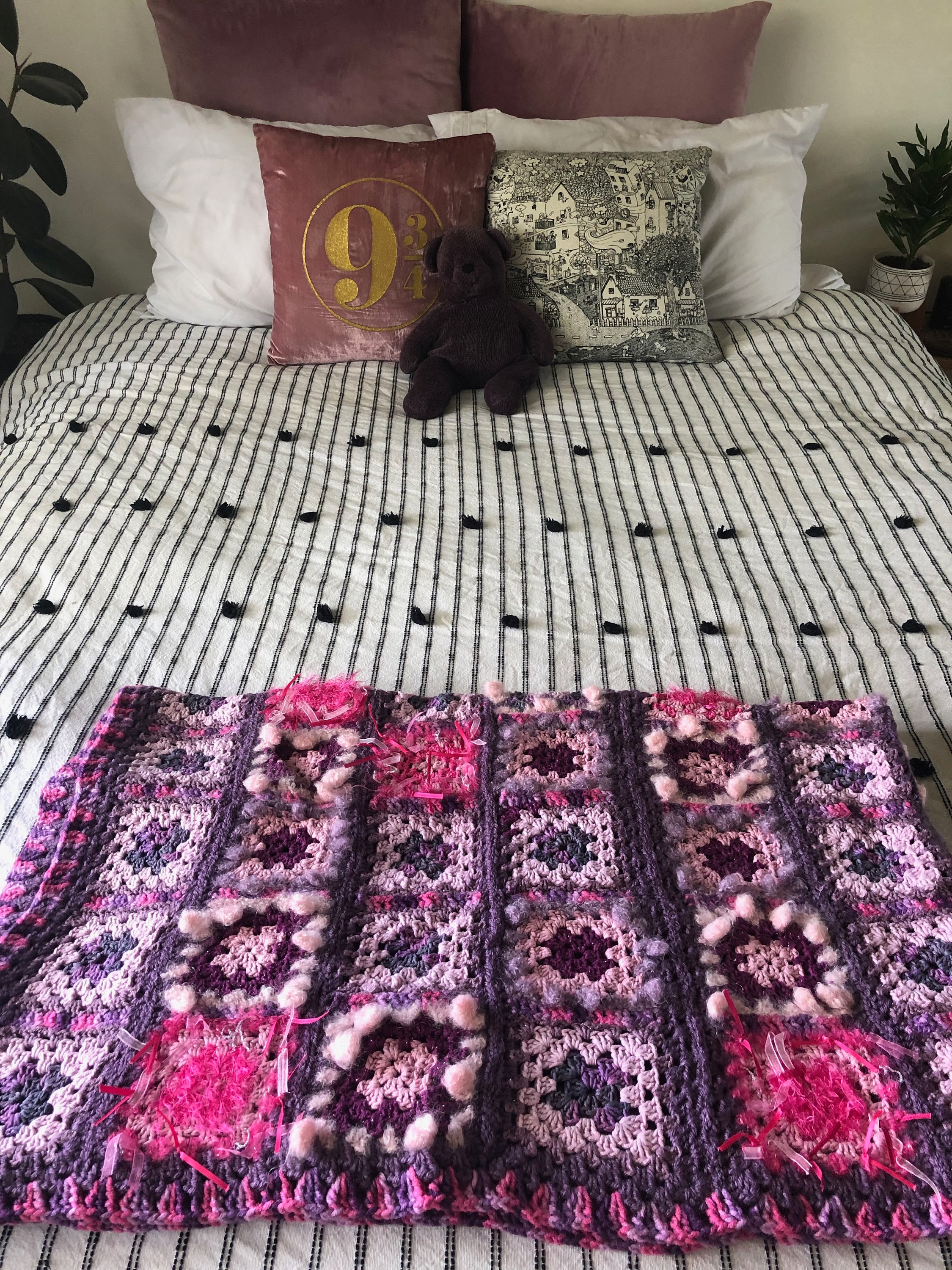 Handmade Pink and Purple Crochet Blanket Afghan - Etsy