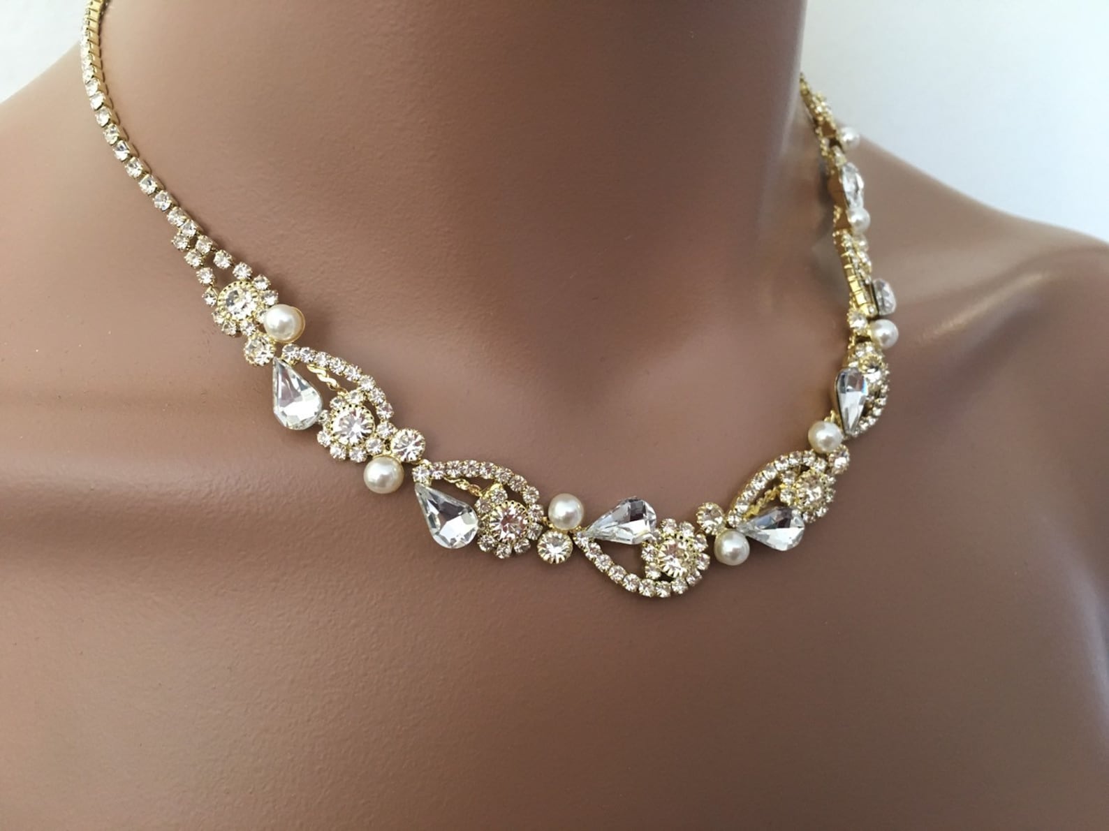 Pearl set bridalnecklace and earrings wedding jewelry | Etsy