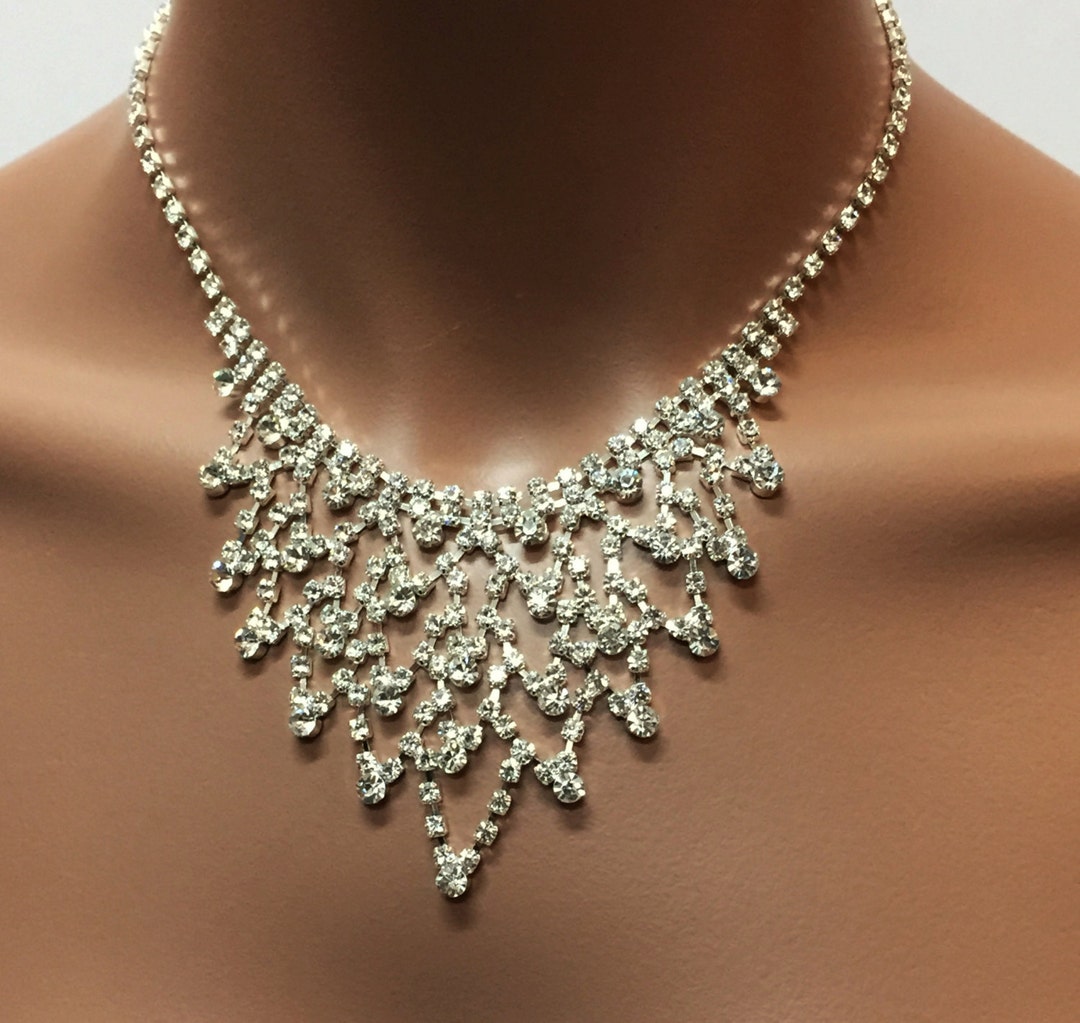 Bridal Jewelry Set, Chandelier Rhinestone Necklace With Earring,wedding ...