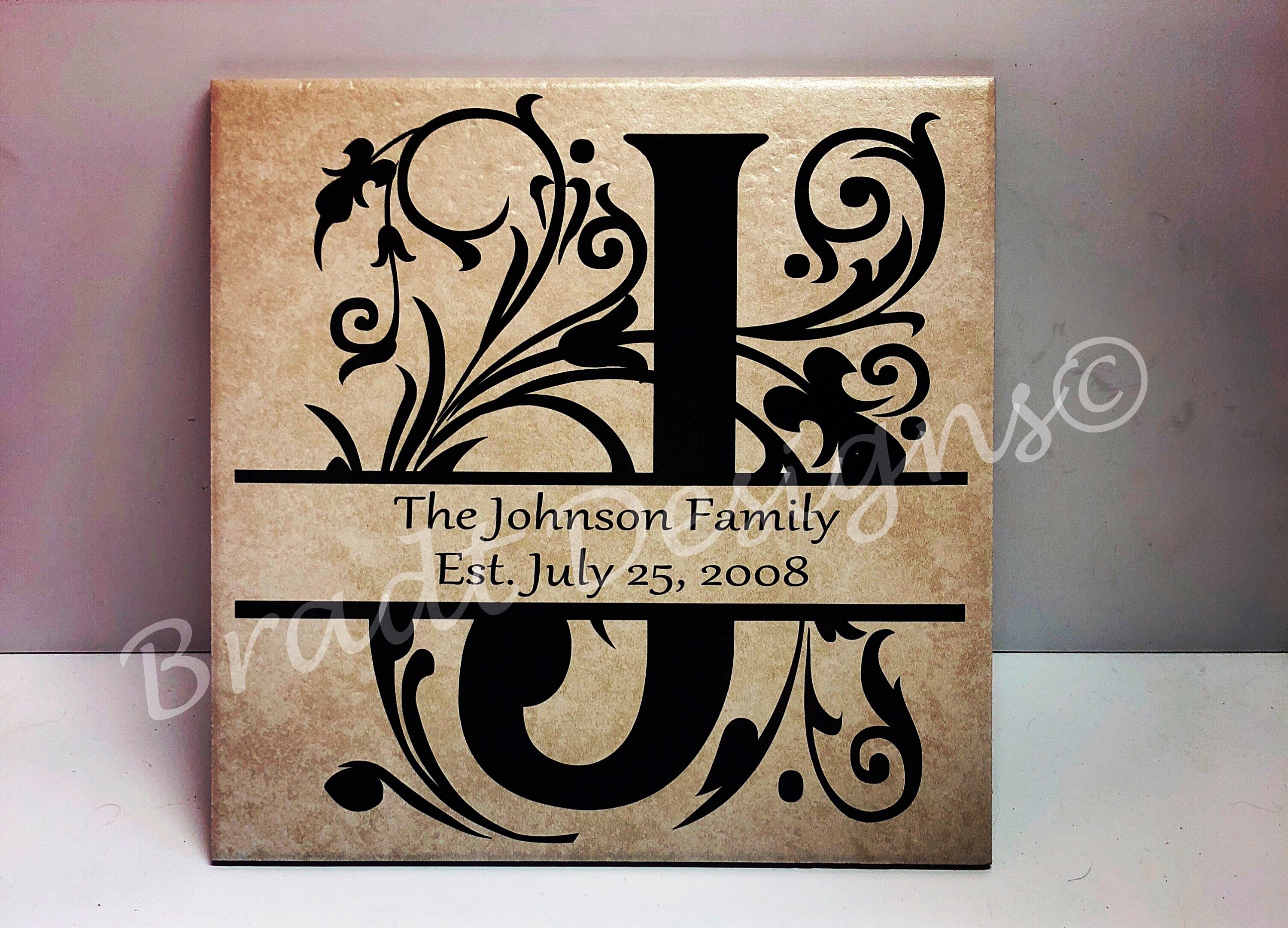Laser Engraved A-Z Monogram Home Decor Personalized Tile, Monogrammed ...