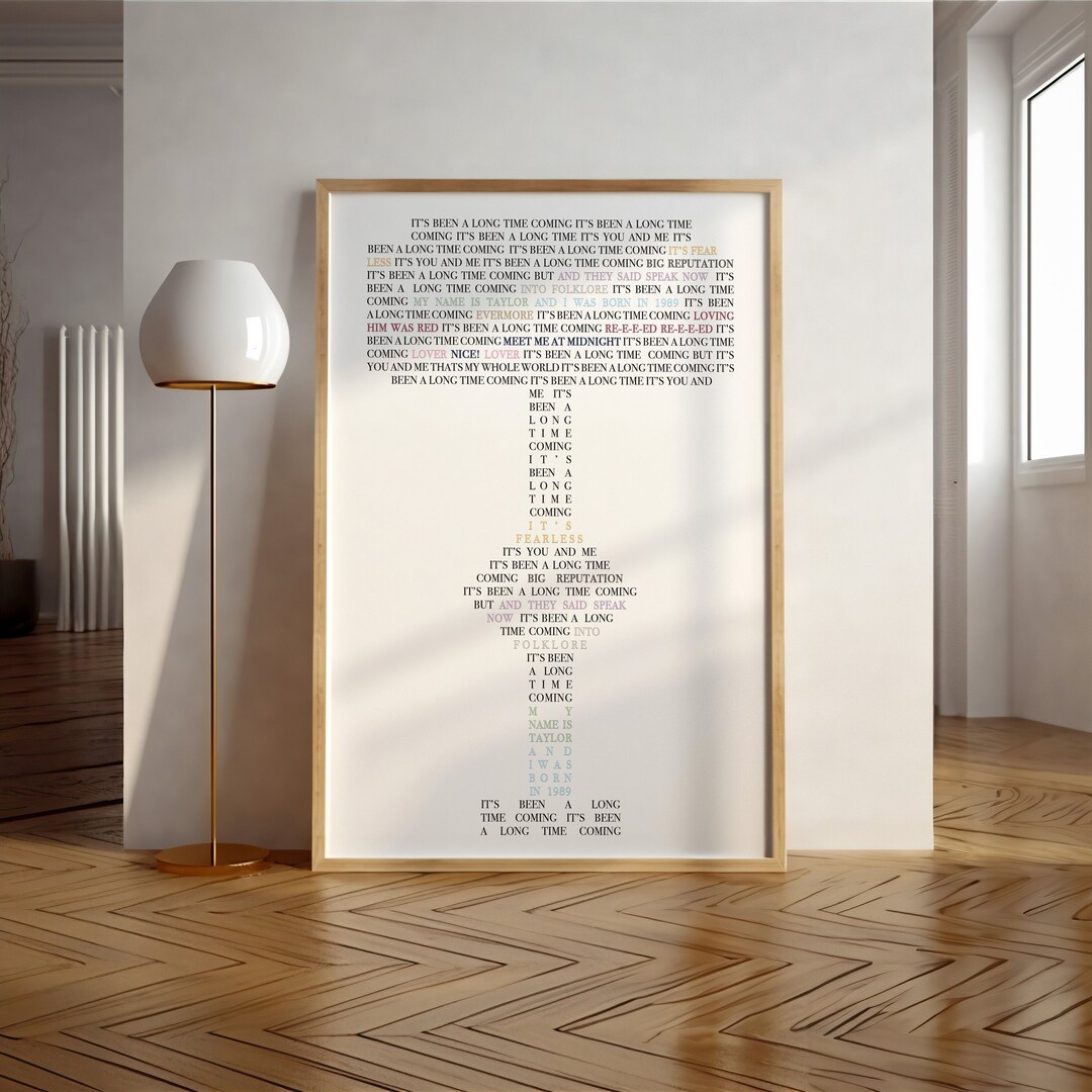 Taylor Ts Eras Tour Lyric Print, Swift Decor, Printable Poster Wall Art ...