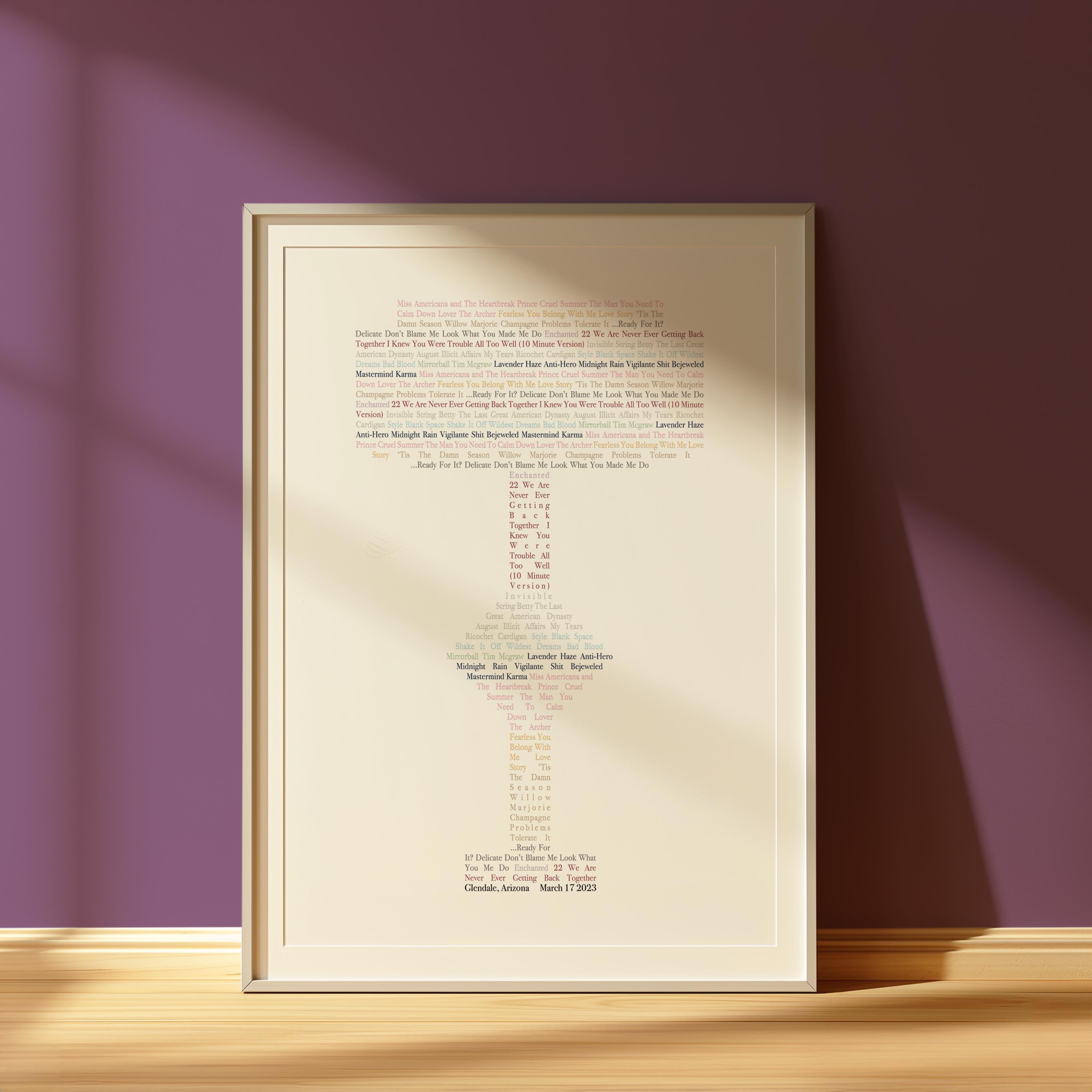 Custom Eras Tour Stage Concert Date Song Poster Digital Download Art ...