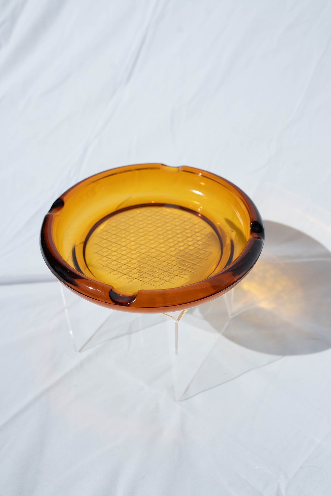 Vintage 1970s Large Amber Ashtray | Etsy