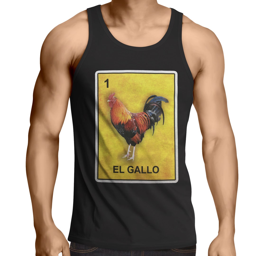 El Gallo Rooster Loteria Mexican Bingo Men's Tank Top Summer Sleeveless ...