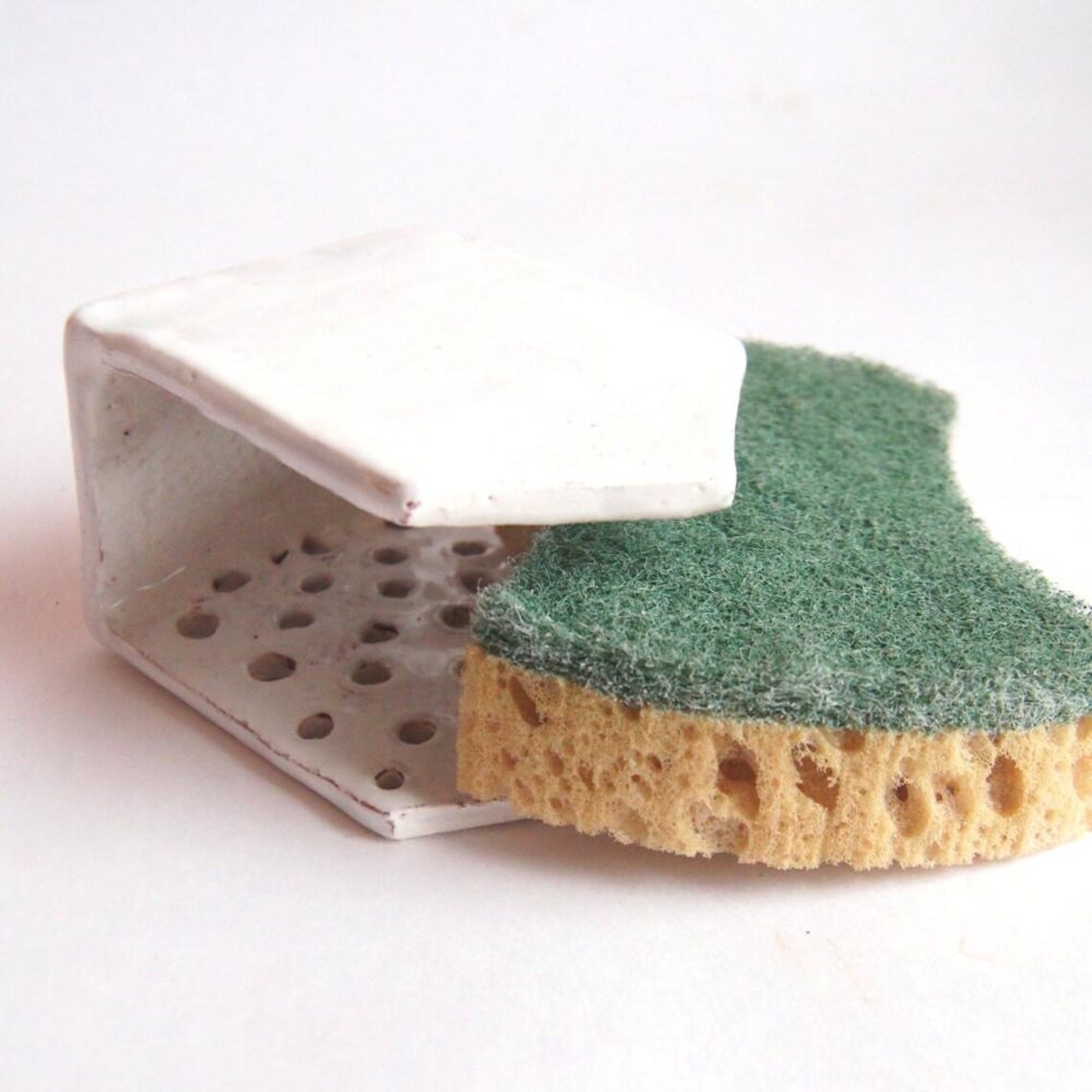 White Polka Dots-sponge Holder-napkin Holder-kitchen Storage-ceramics ...