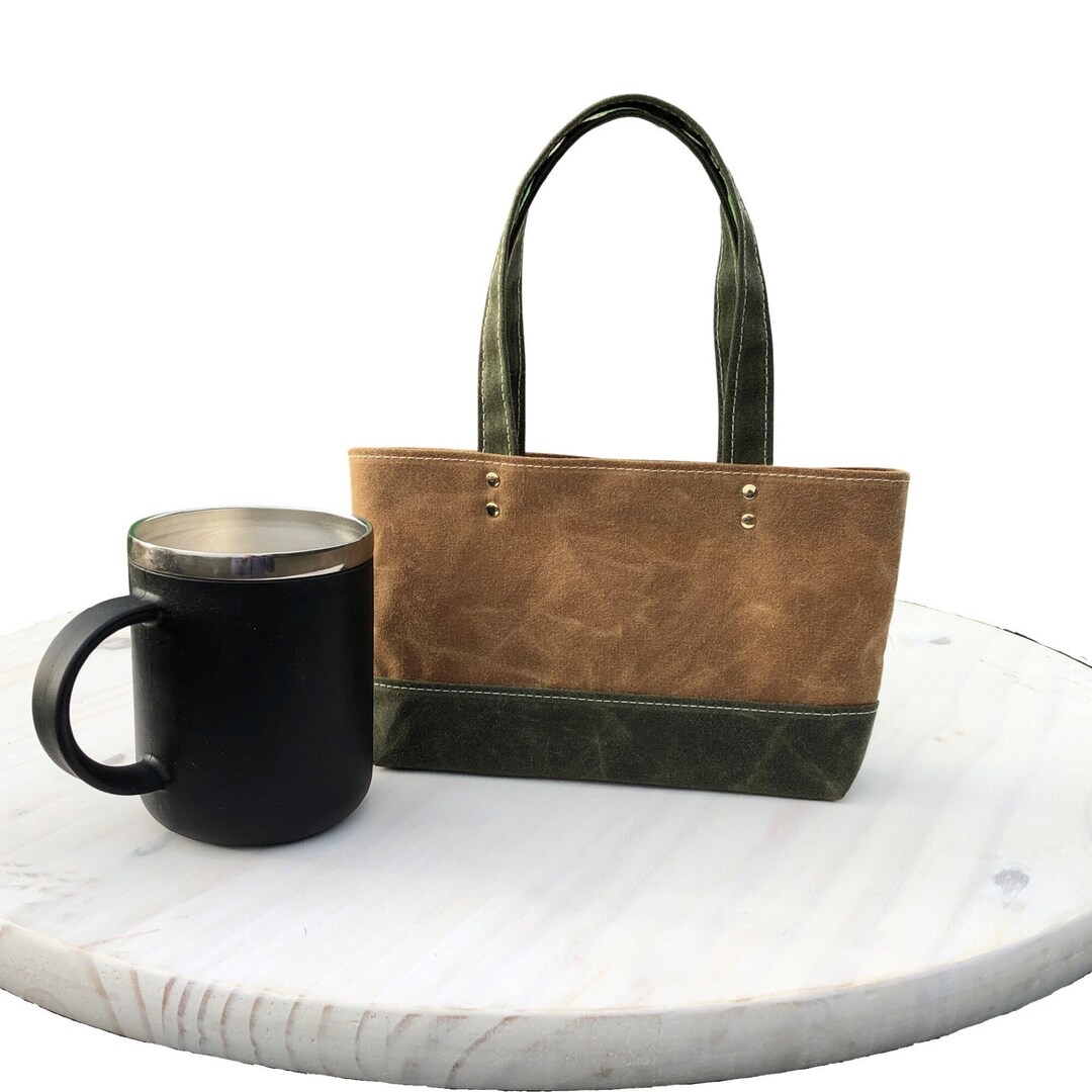 Mini Waxed Canvas Tote Bag. Tiny Little Bag With an Inside Pocket and ...