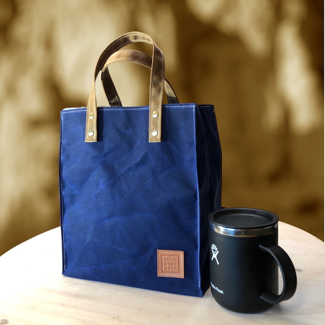 Small Blue Tote. Waxed Canvas Everyday Work Bag for Men and Women ...