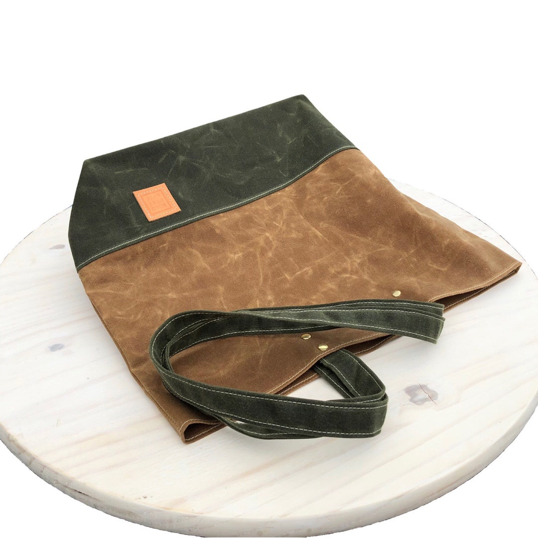 Waxed Canvas Shoulder Tote Bag. Simple and Unlined With Long - Etsy