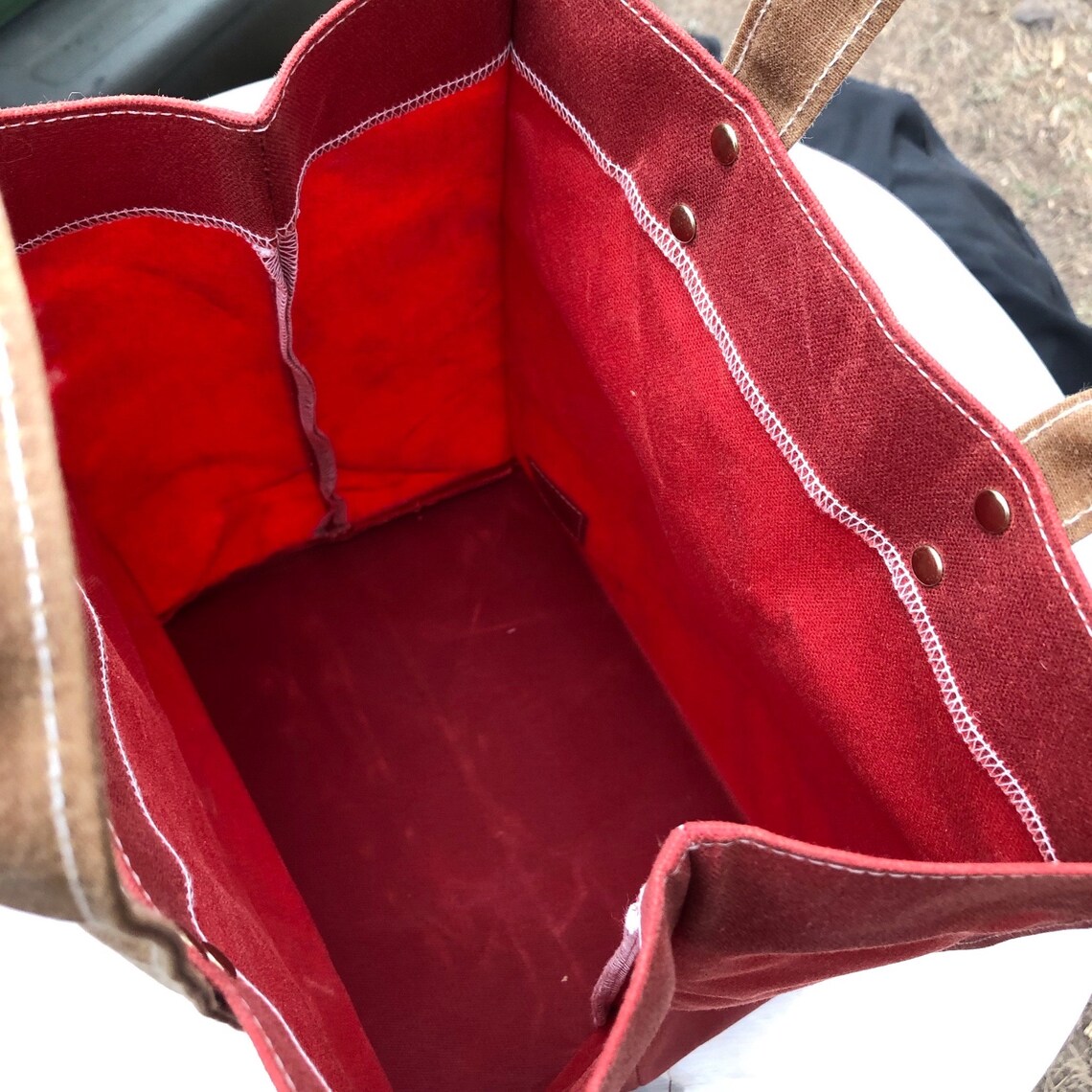 Waxed Canvas Market Tote With Short Handles. A Grocery Size Shopping ...