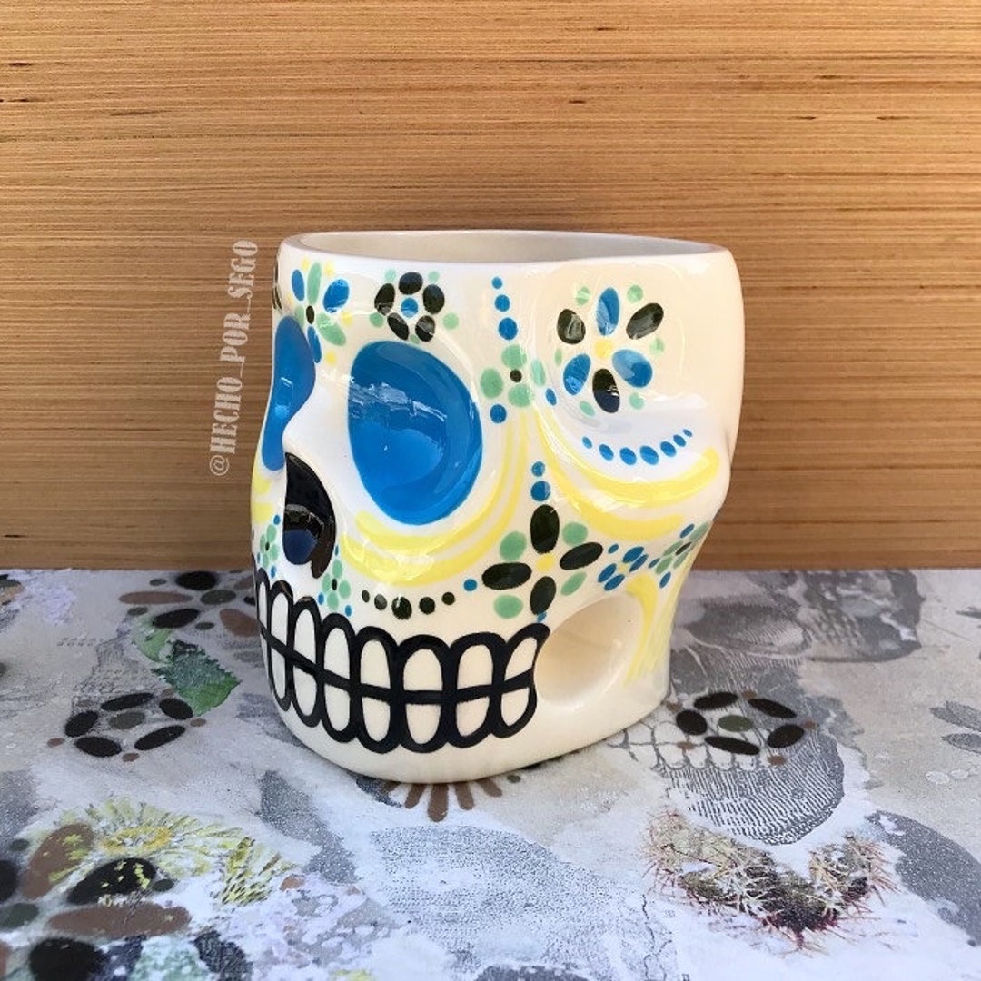 Large Ceramic Skull Planter - Etsy