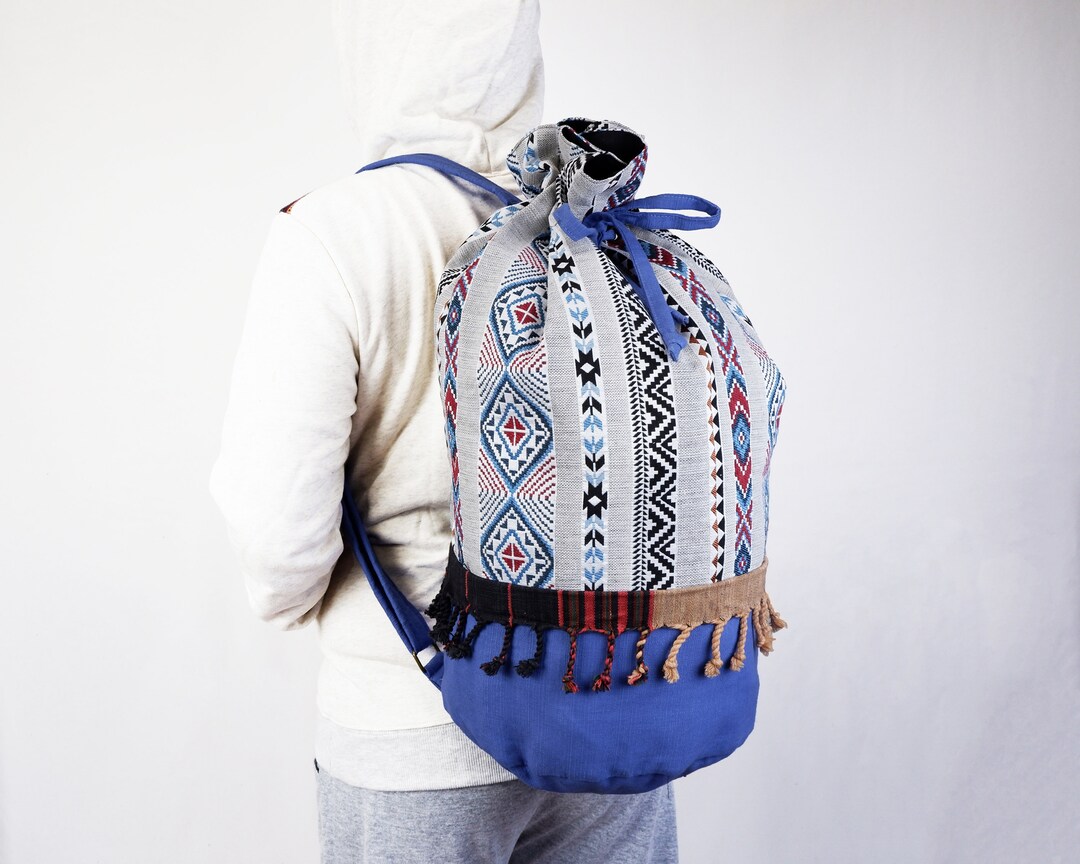 Tribal Aztec Barrel Backpack: Boho Beach Duffle Bag - Etsy