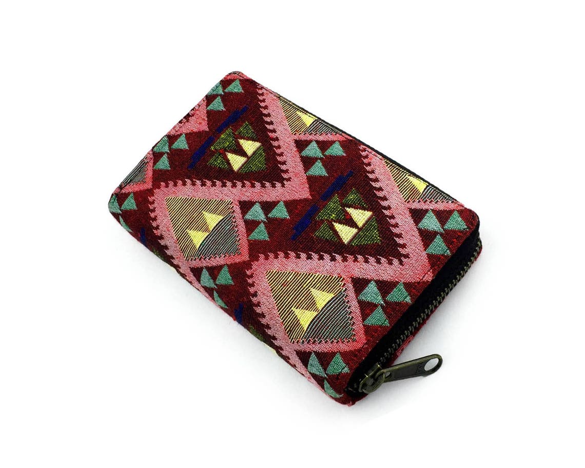Red Aztec Wallet Cute Zipper Wallet Short Compact Wallet - Etsy