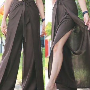 Solid Color Wrap Pants, Lightweight and Flowy Wrap Around Pants, Soft ...