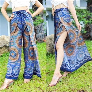 Boho Wrap Pants Mandala Print, Rayon Wrap Around Pants, Cute and ...