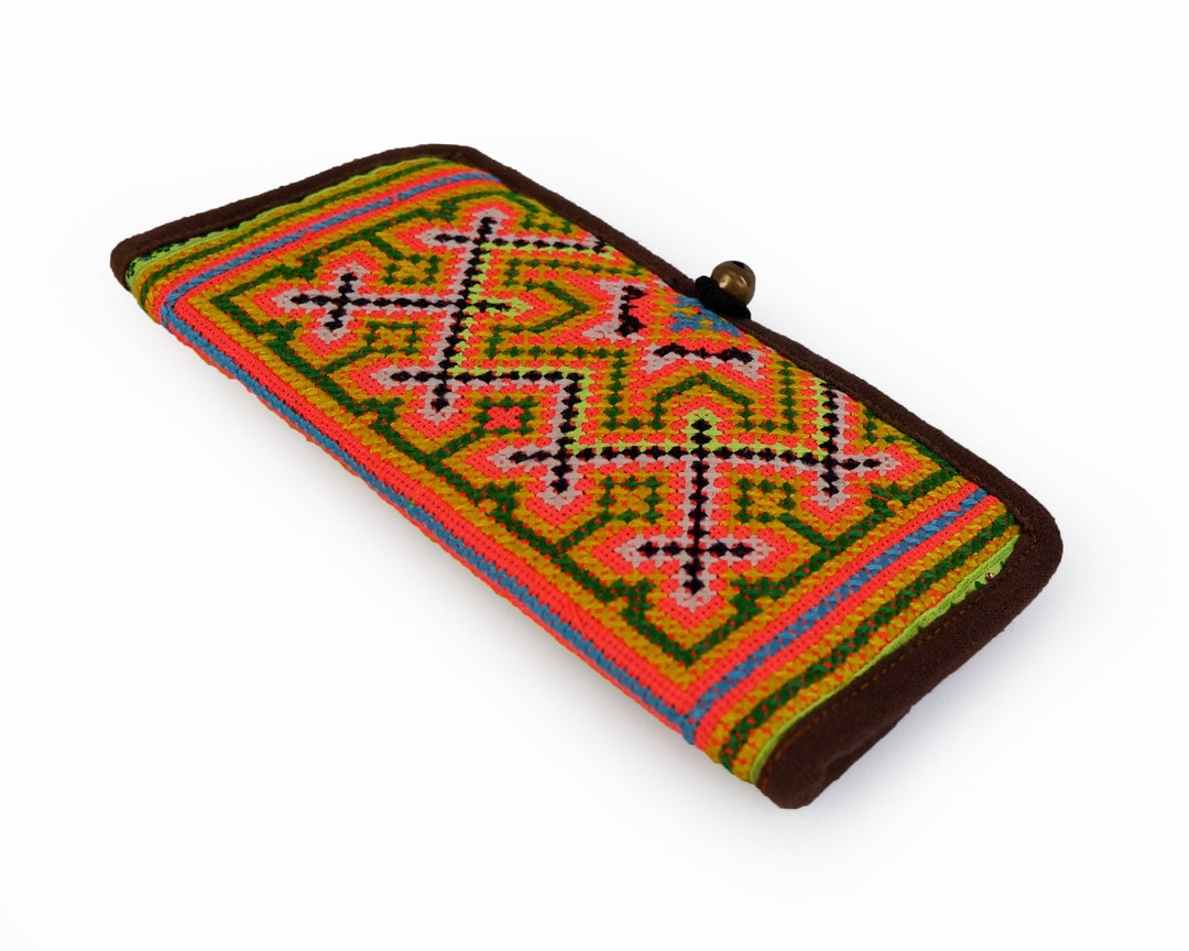 Native Wallet Feature a Vintage Hmong Embroidered Fabric, Traditional ...