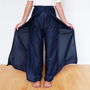 Solid Color Wrap Pants, Lightweight and Flowy Wrap Around Pants, Soft ...