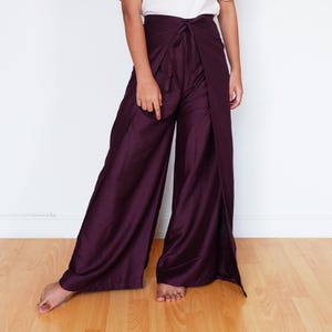 Solid Color Wrap Pants, Lightweight and Flowy Wrap Around Pants, Soft ...