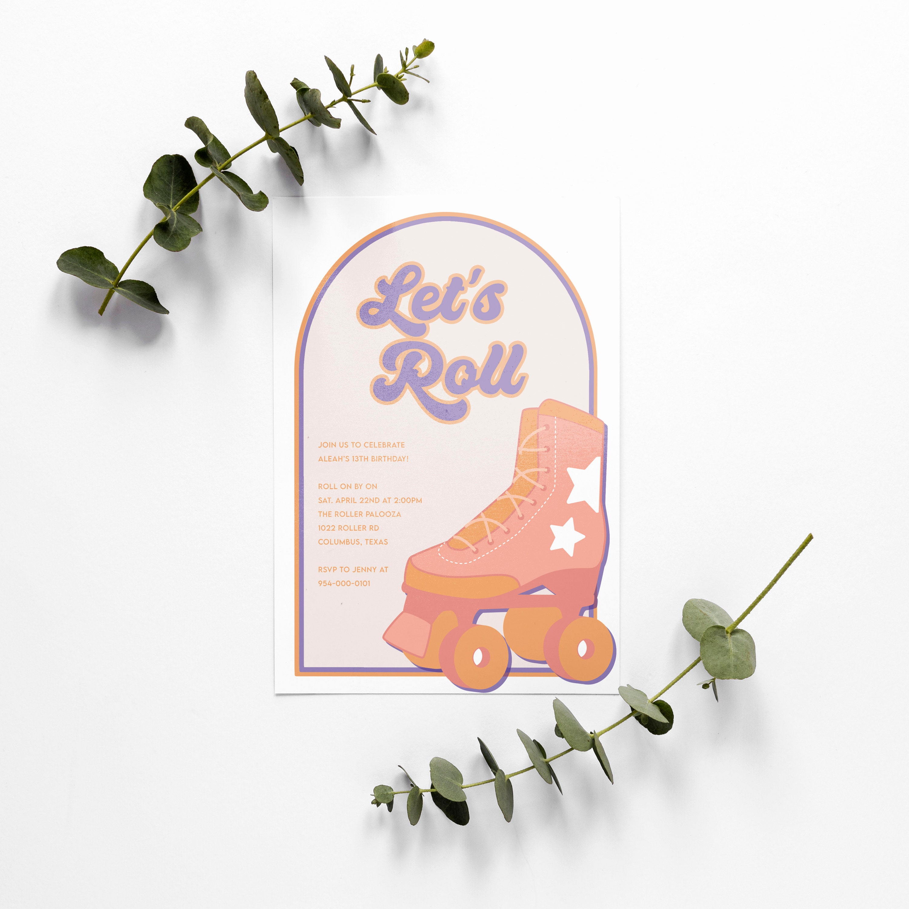 Retro Roller Skating Birthday Invitation: Let's Roll (PDF File) - Etsy