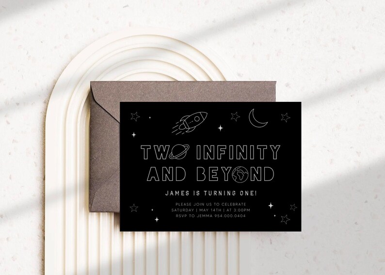 Two Infinity Birthday Invitation: Modern Space Party (digital) - Etsy