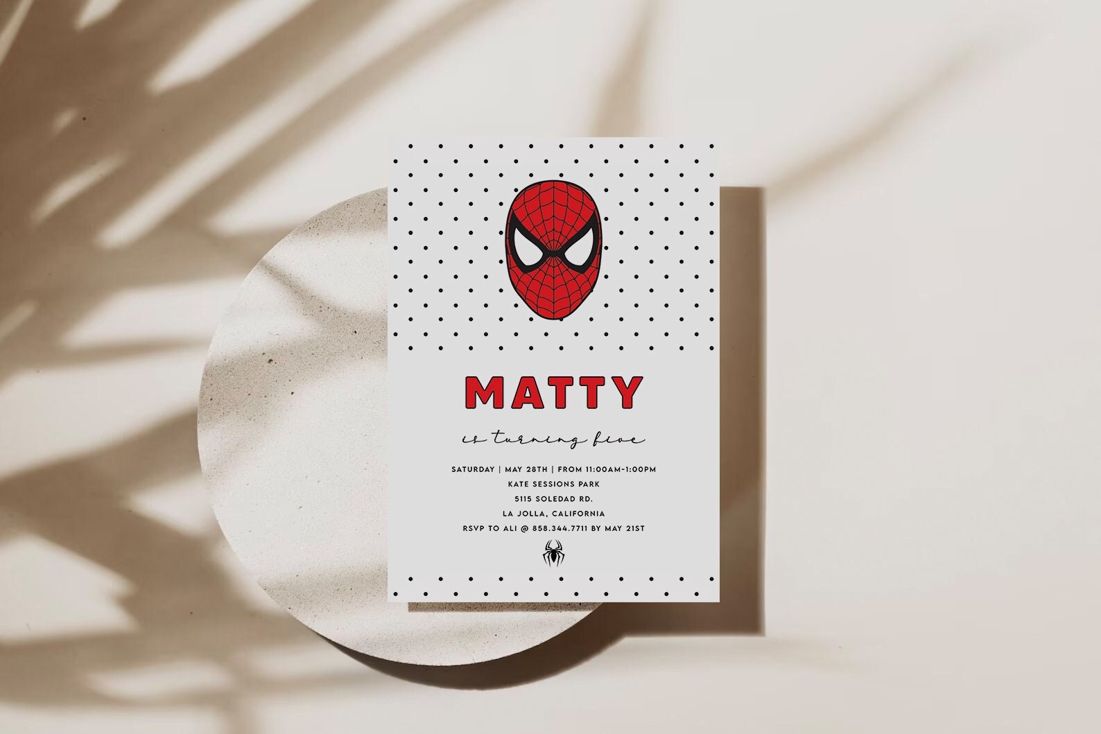 Spiderman Birthday Invitation, Modern Birthday Invite, Black and Red ...