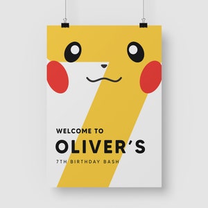 Pokémon Party Welcome Poster - 18x24 Large Modern Design, Yellow, Boy ...