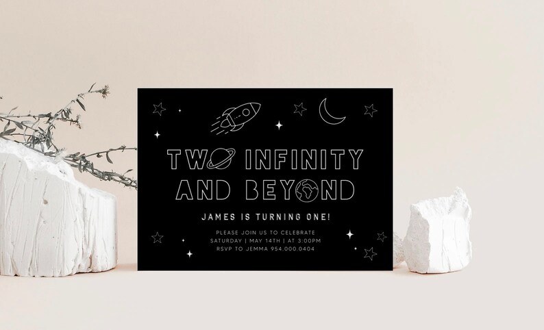 Two Infinity Birthday Invitation: Modern Space Party (digital) - Etsy
