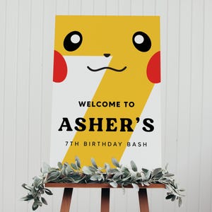 Pokémon Birthday Welcome Poster – Modern Yellow Design (PDF & JPEG) - Etsy