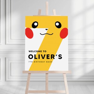Pokémon Party Welcome Poster - 18x24 Large Modern Design, Yellow, Boy ...