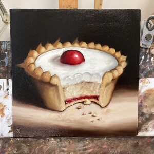 Big Cherry Bakewell Tart Original Still Life Oil Painting, by Jane ...