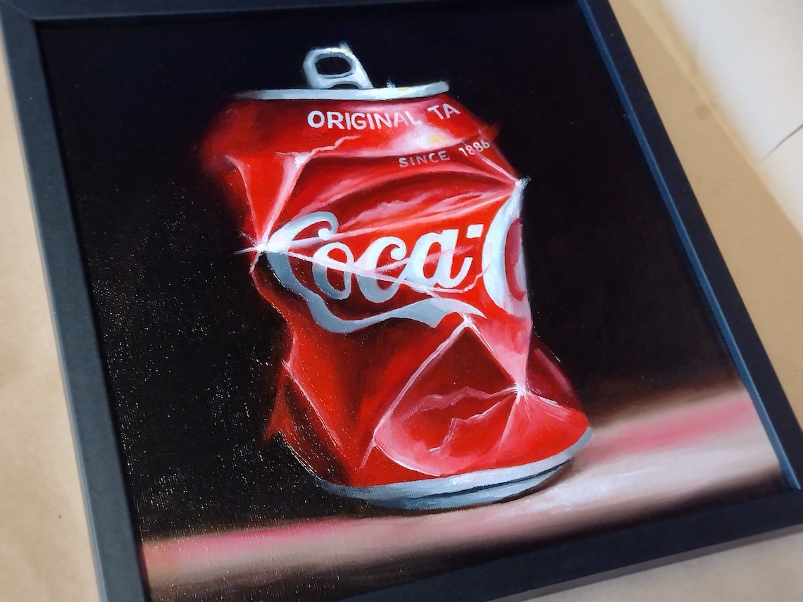 Coke Crush 4 Original Still Life Oil Painting, Framed Contemporary ...