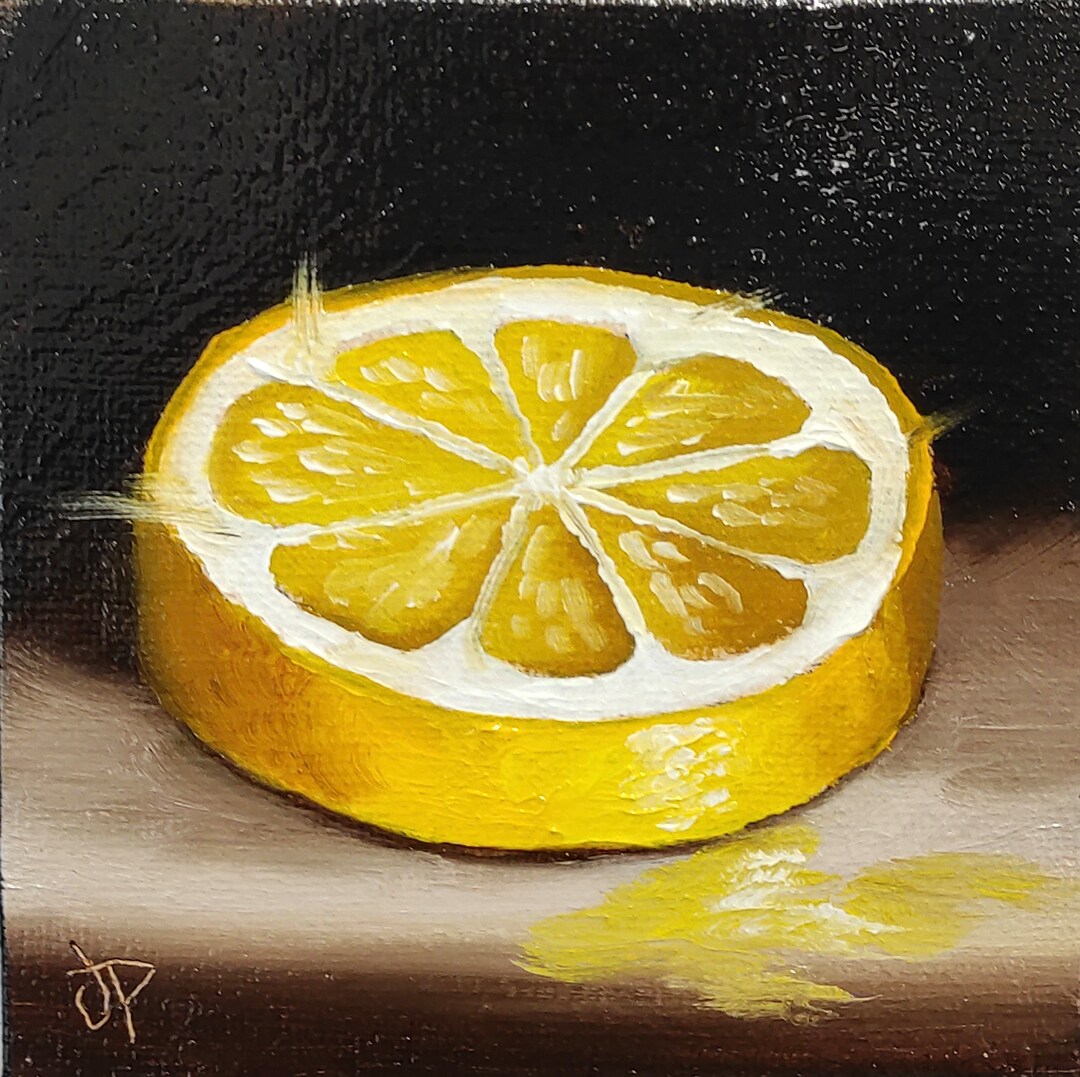 Little Lemon Slice Original Still Life Oil Painting, by Jane Palmer Art ...