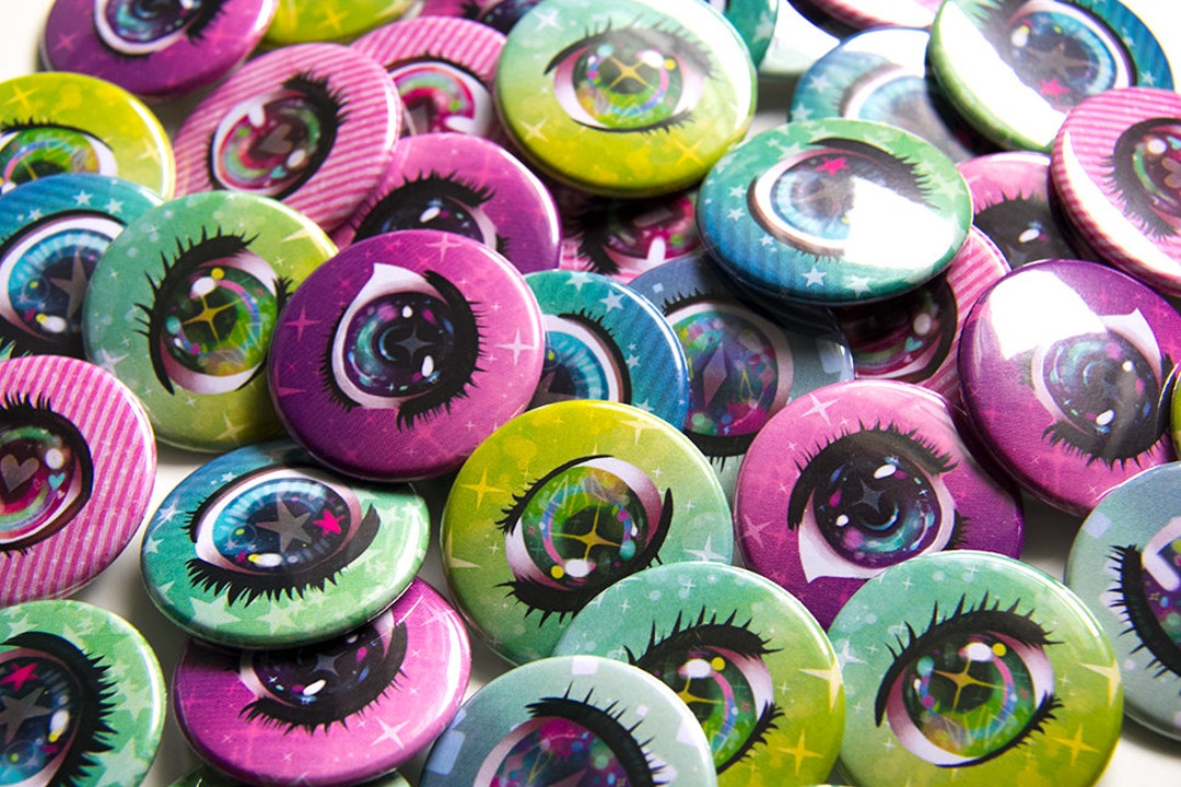 1.5 Inch Shoujo Eyes Buttons - 5 Button Set - Etsy