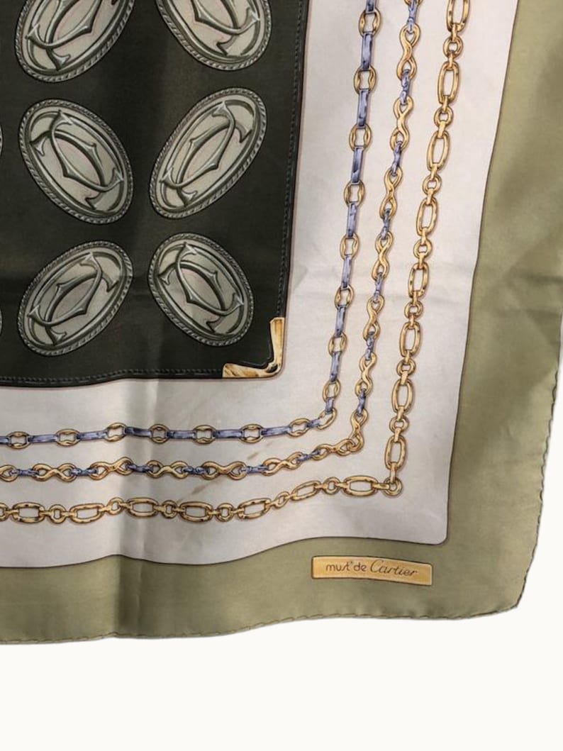 CARTIER 80s Must De Cartier Monogram Silk Scarf | Etsy