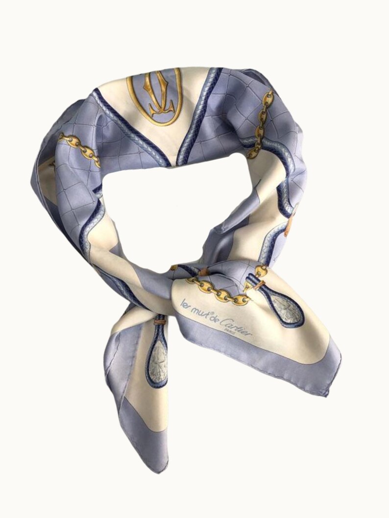 CARTIER 80s Must De Cartier Silk Scarf | Etsy