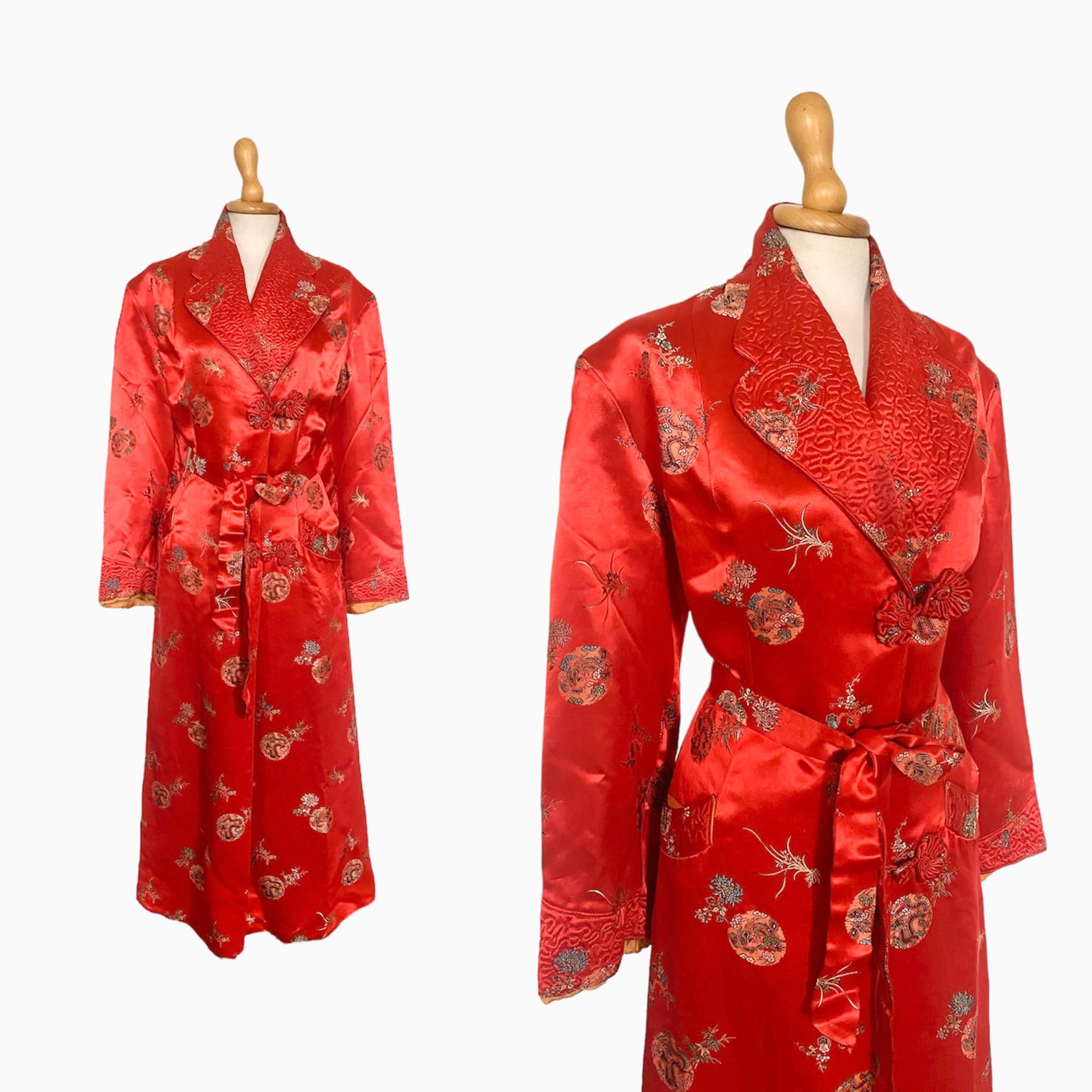 L | 70/80s Silk Chinese Robe - Etsy L | 70/80s Silk Chinese Robe - Etsy