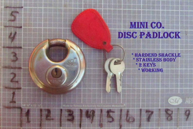 MINI Co. Disc Padlock Hardened Shackle SS Body Working With 2 Keys - Etsy