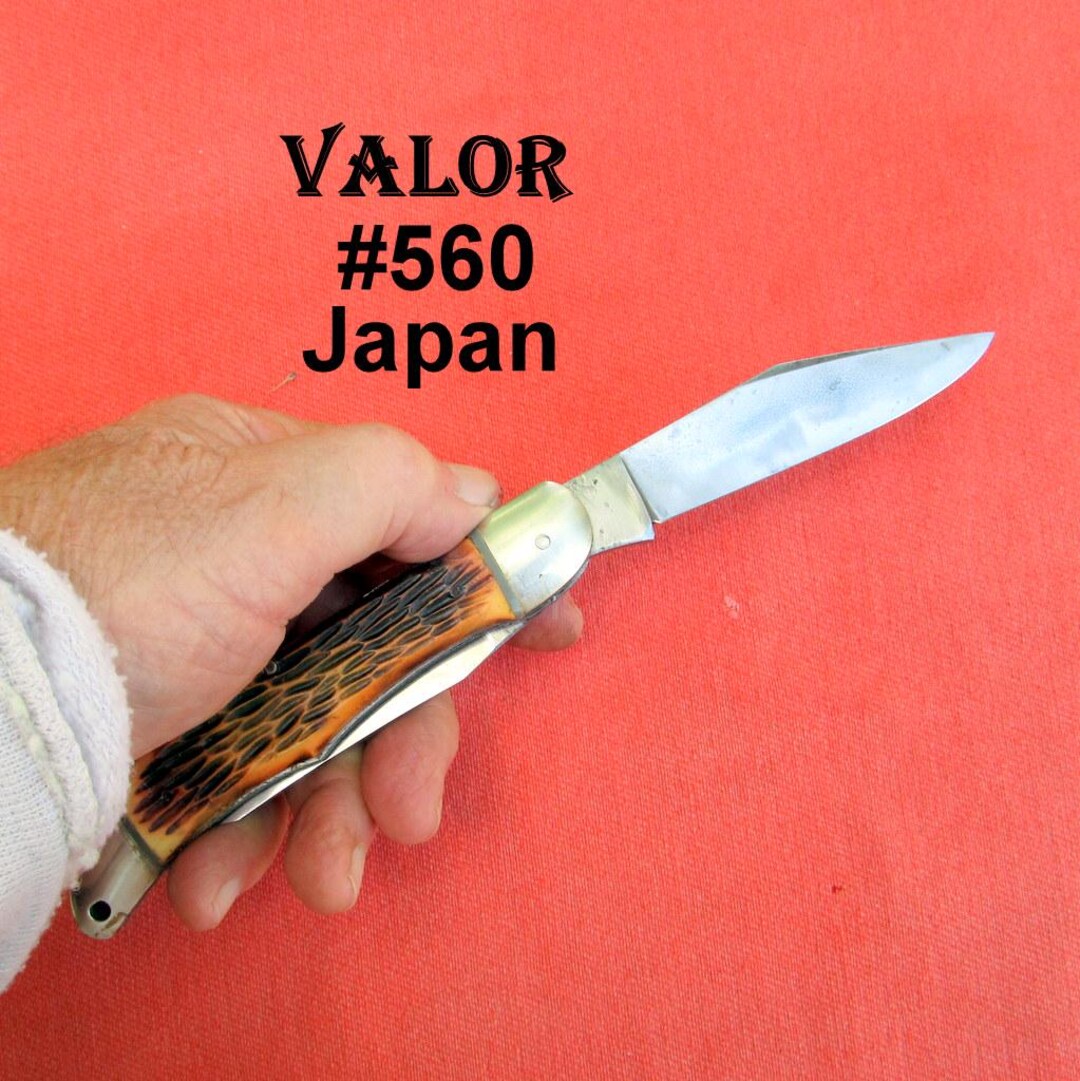 Vtg. VALOR #560 Japan Large 2 Blade Folding Knife 5 1/2''C 3 1/2 ...