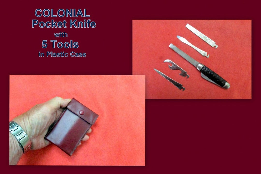 Colonial Pocket Knife & 5 Mini Tools W/plastic Case Good Used Cond ...