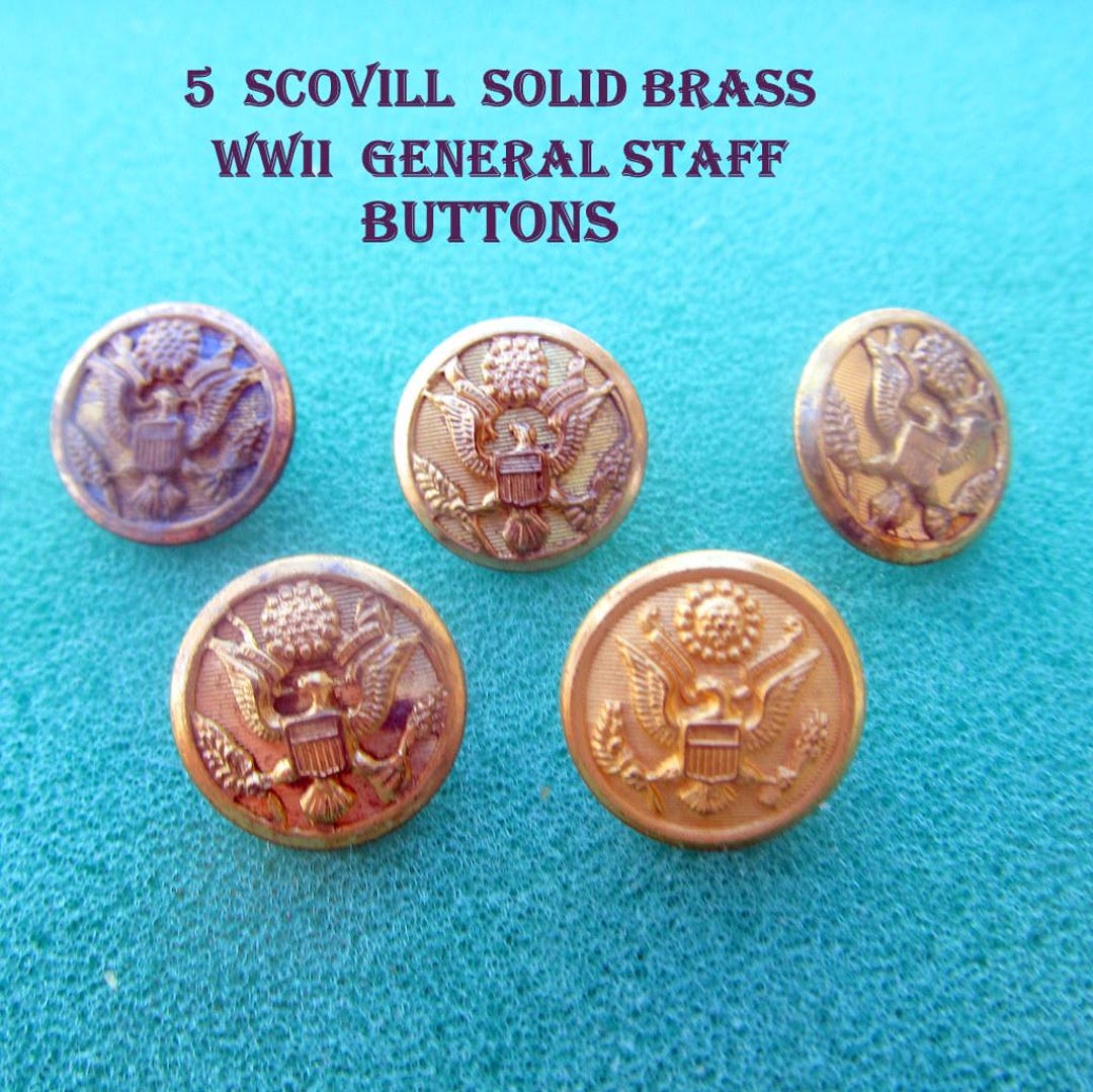 5 Scovill WWII General Stall Solid Brass Buttons Vintage Scarcity - Etsy