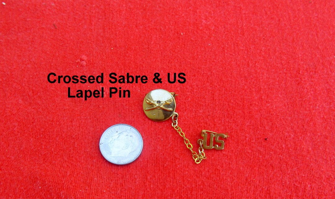 Crossed Saber and Chained US Lapel Pin Sabre Pin 1/2'' Dia. US Pin 5/16 ...