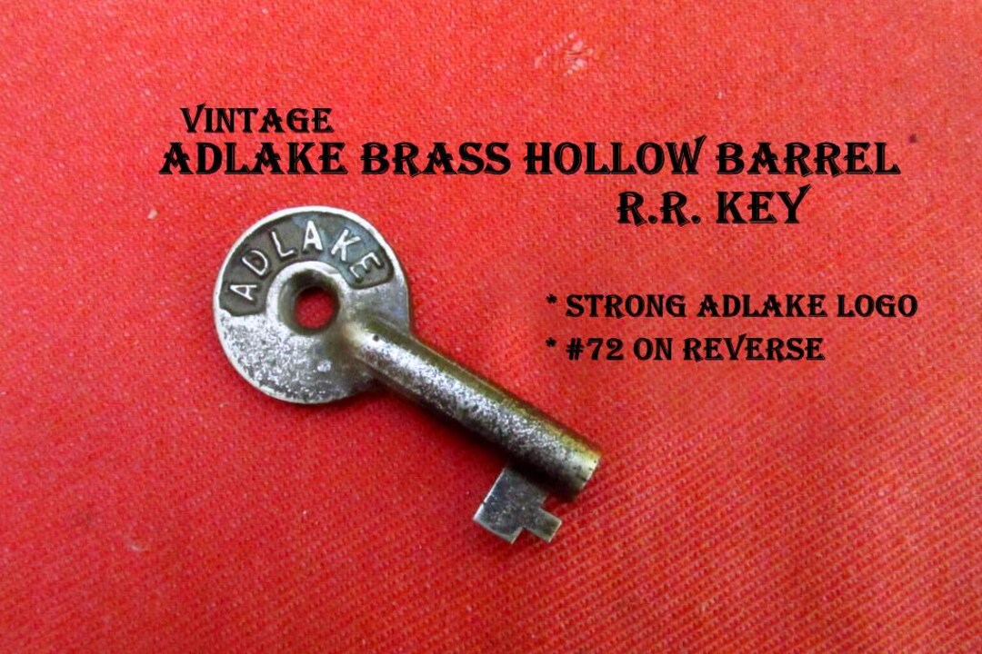 Vintage ADLAKE Brass Hollow Barrel R.R. Key Strong Adlake Logo Reverse ...
