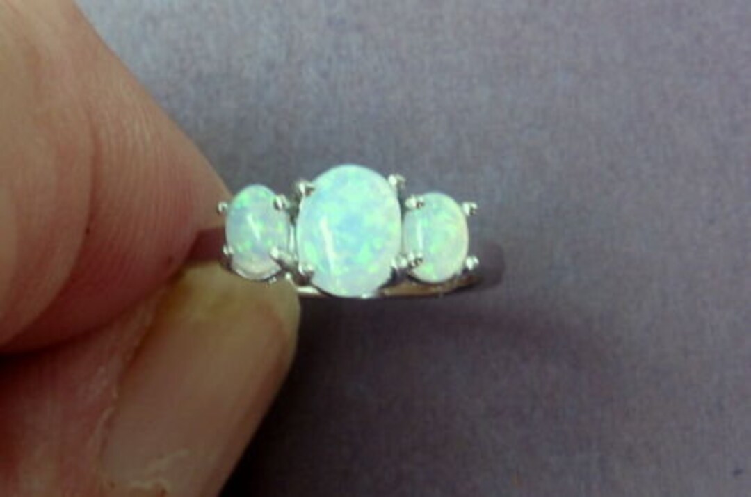 3 Stone Gilson Opel Marked .925 SU TH Sterling Ring Size 7 - Etsy