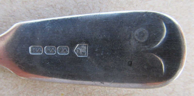 Coffee/relish Spoon W/ 4 Hallmarks Hallmarked: HA EA FA Shield W/3 ...