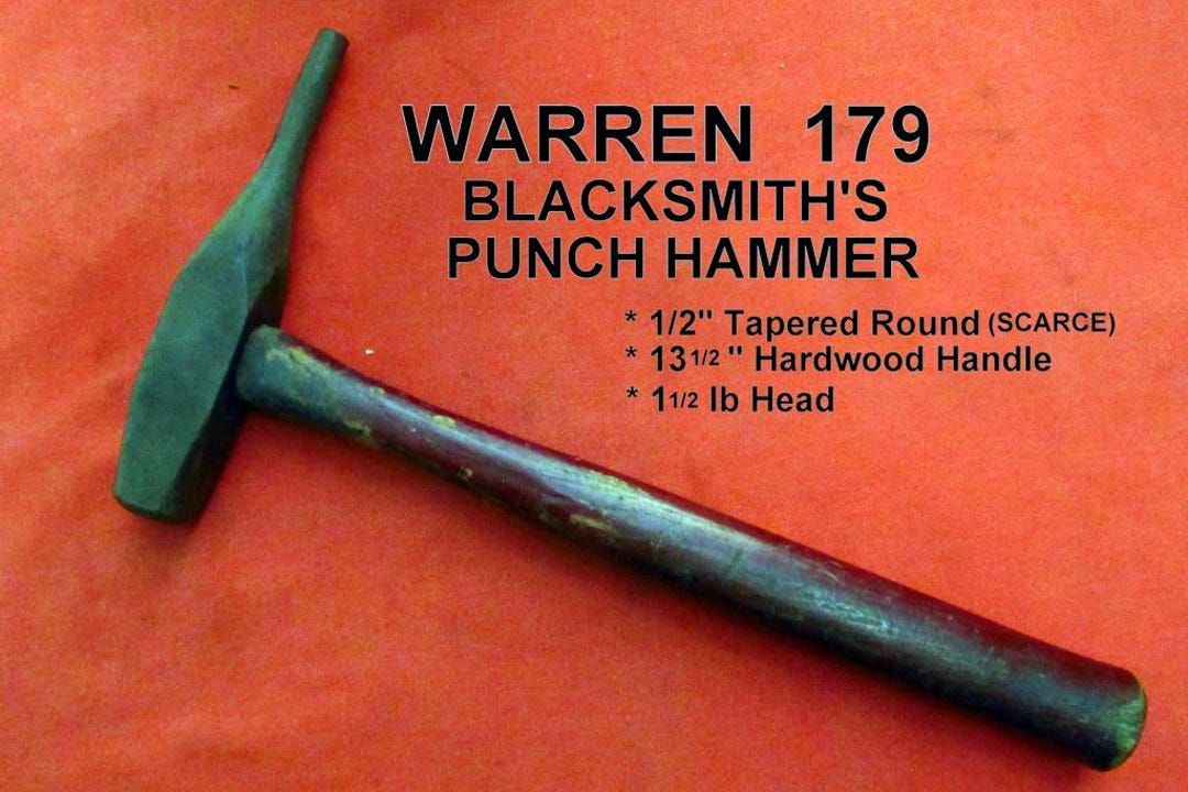 WARREN 179 Blacksmith's Punch Hammer 1 1/2lb Head 13 1/2''handle 1/2 ...